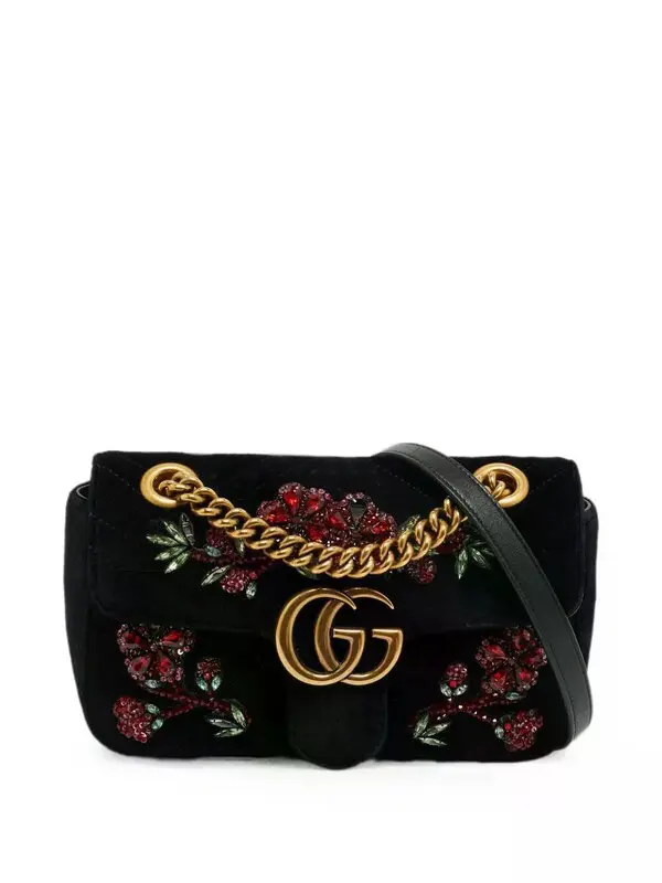 Gucci Mini Gg Marmont Crystal-embellished Shoulder Bag