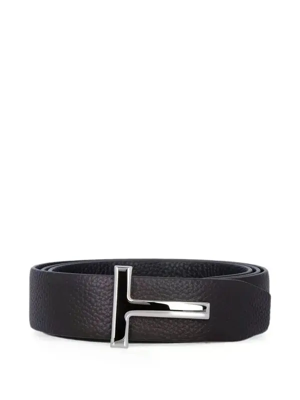 TOM FORD T-logo Pebbled Leather Belt