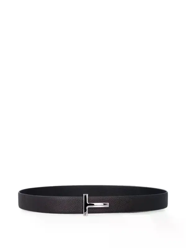 TOM FORD T-logo Pebbled Leather Belt