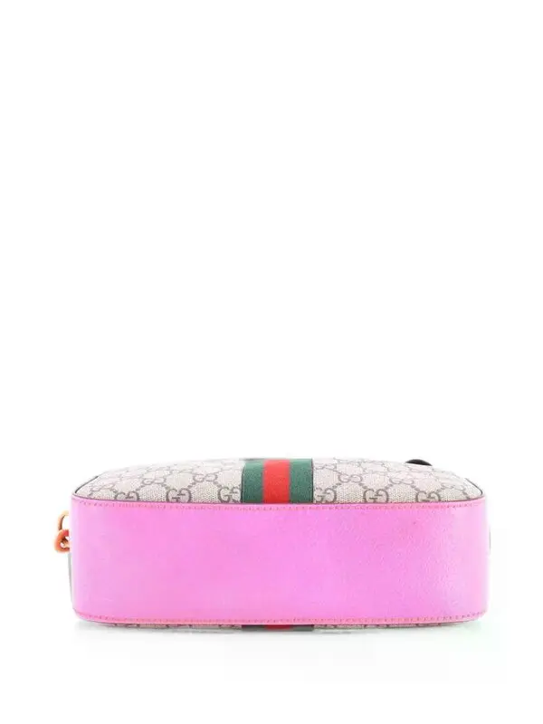 Gucci Ophidia Convertible Camera Bag In Gg Coated Canvas With Leather
