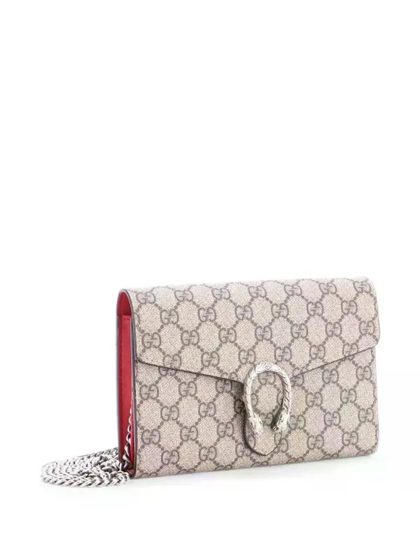 Gucci Dionysus Chain Wallet Gg Coated Canvas Small Crossbody Bag - Red