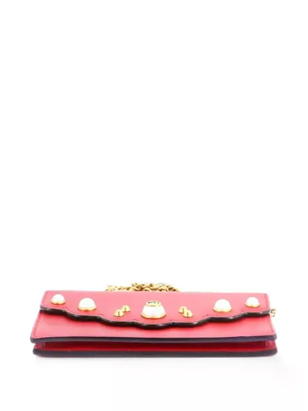 Gucci Pearly Peony Wallet On Chain Leather Mini Shoulder Bag