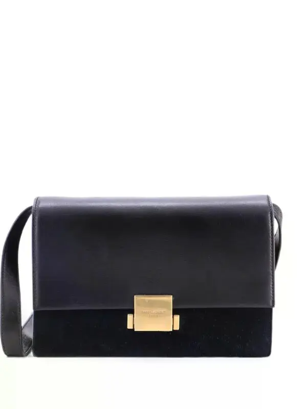 Saint Laurent Bellechasse Shoulder Bag Suede And Leather Medium Crossbody Bag - Black