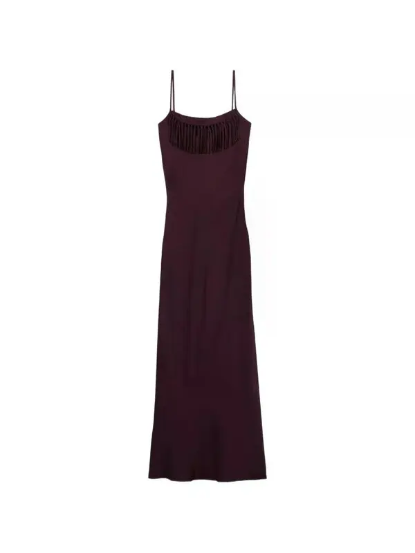 Claudie Pierlot Spaghetti Strap Fringe Detail Dress - Purple