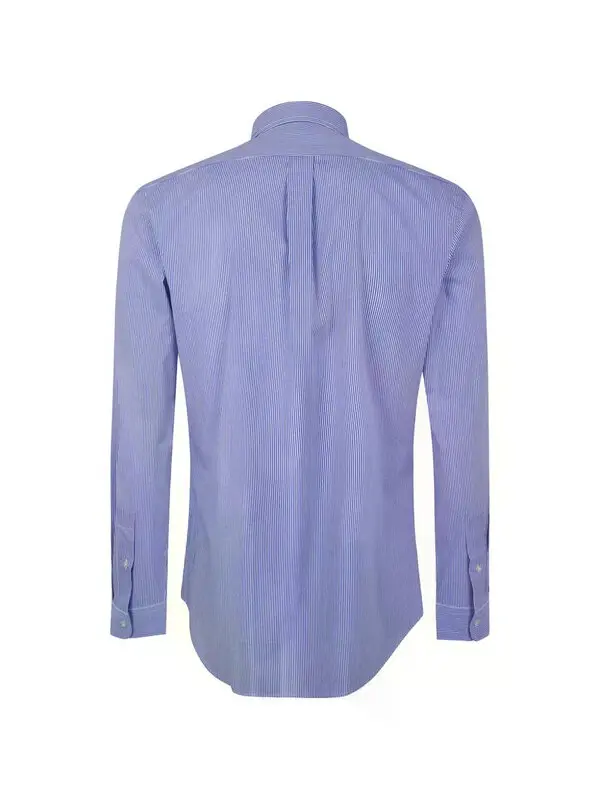 Polo Ralph Lauren Hairline-stripe Embroidered-logo Shirt - Blue