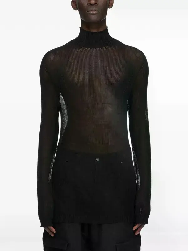 Rick Owens Tower Ribbed Cashmere Sweater - Black