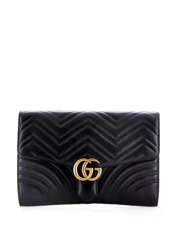 Gucci Gg Marmont Matelassé Leather Clutch Bag - Black