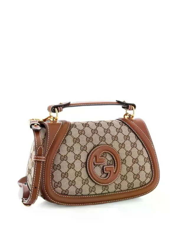 Gucci Blondie Nm Top Handle Bag Gg Coated Canvas With Leather - Brown