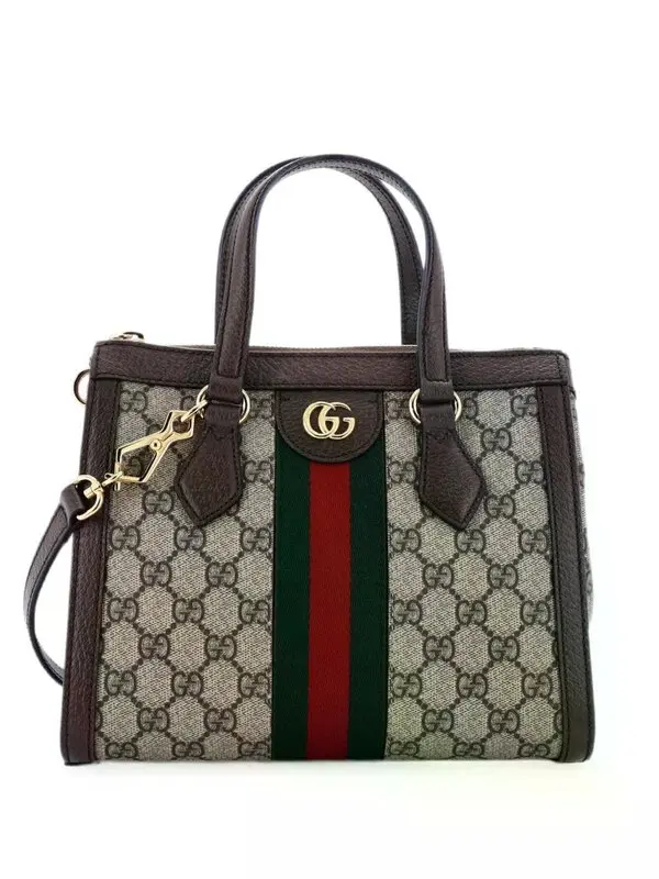 Gucci Ophidia Top Handle Gg Coated Canvas Small Tote Bag - Brown