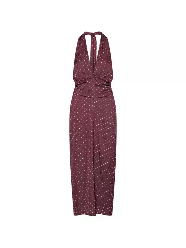 ROTATE BY BIRGER CHRISTENSEN Halterneck Polka Dot Maxi Dress - Red