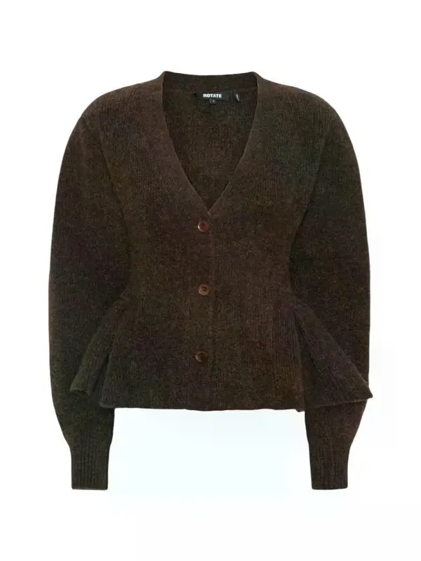 ROTATE BY BIRGER CHRISTENSEN Peplum Hem V-neck Cardigan
