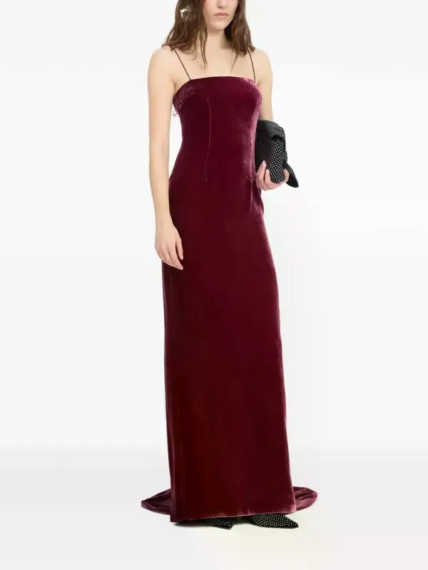 ROTATE BY BIRGER CHRISTENSEN Silk Velvet Strap Dress - Red