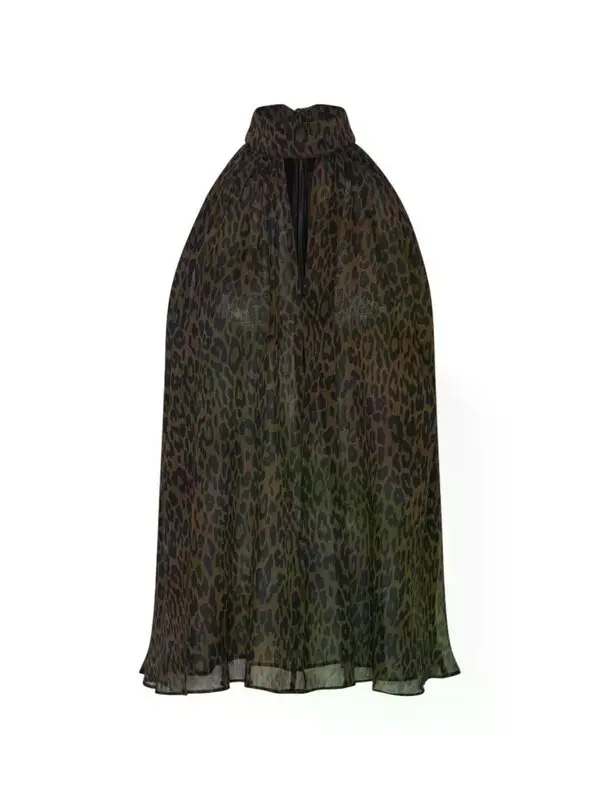 ROTATE BY BIRGER CHRISTENSEN Leopard-print Halterneck Top - Brown