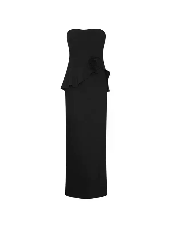 ROTATE BY BIRGER CHRISTENSEN Long Flower Strapless Dress - Black