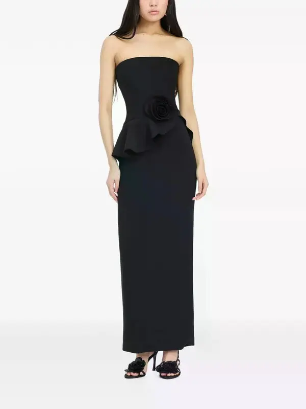 ROTATE BY BIRGER CHRISTENSEN Long Flower Strapless Dress