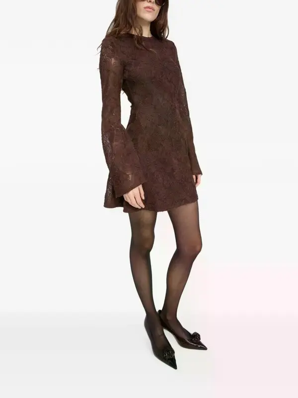 ROTATE BY BIRGER CHRISTENSEN Flower Mesh Ls Mini Dress