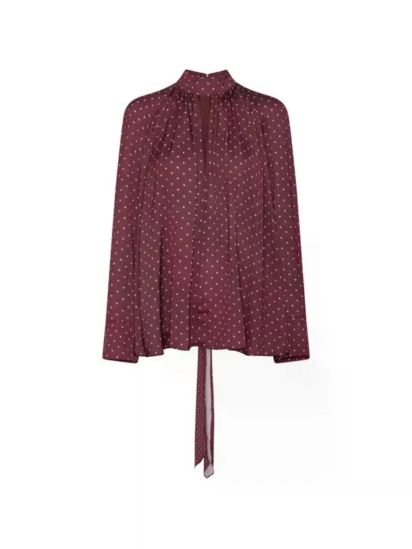 ROTATE BY BIRGER CHRISTENSEN Dot Satin Bow Shirt Dark - Red