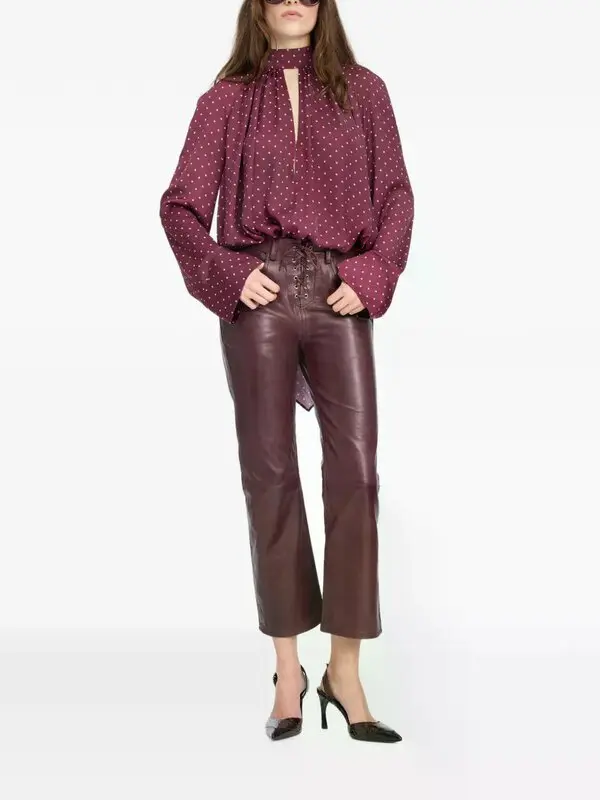 ROTATE BY BIRGER CHRISTENSEN Dot Satin Bow Shirt Dark