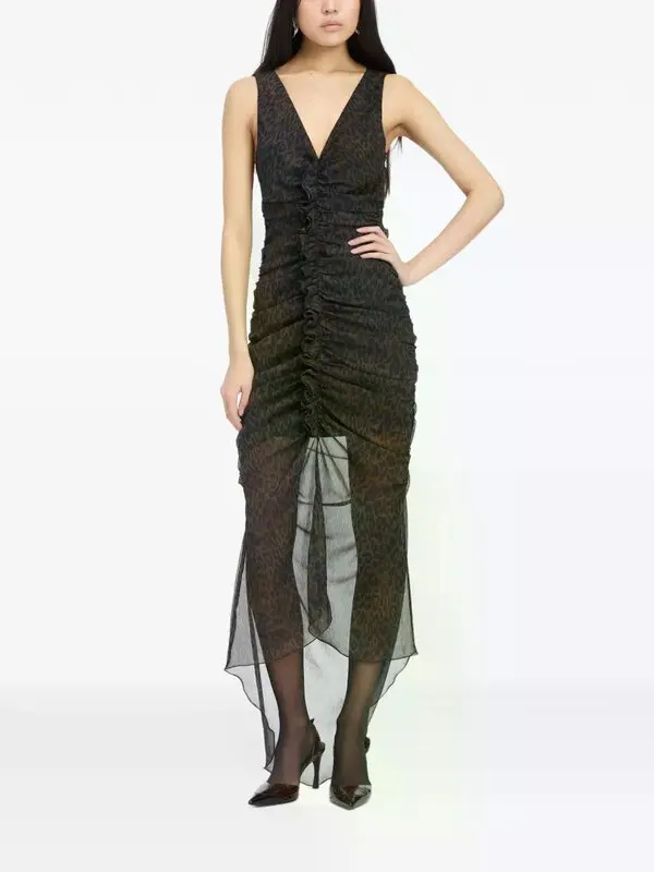 ROTATE BY BIRGER CHRISTENSEN Ruched Midi Dress - Brown