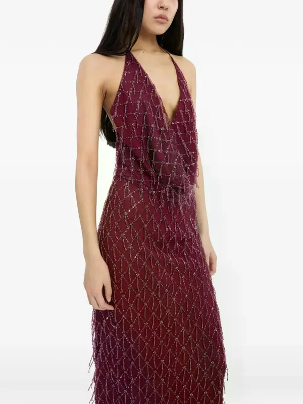ROTATE BY BIRGER CHRISTENSEN Sequins Halterneck Dress