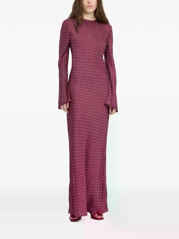 ROTATE BY BIRGER CHRISTENSEN Dot Satin Maxi Dress - Red
