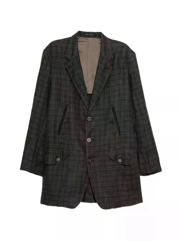 Yohji Yamamoto Linen Twill Plaided Pocket Jacket