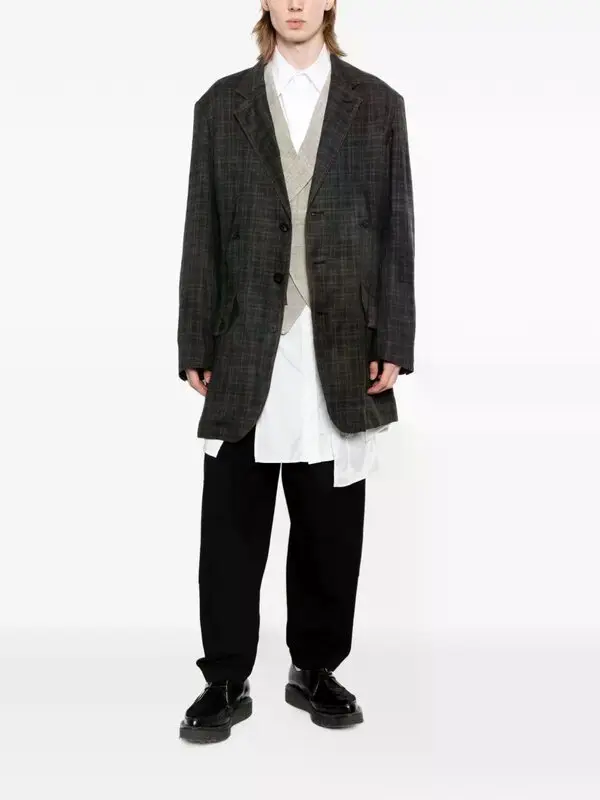 Yohji Yamamoto Linen Twill Plaided Pocket Jacket