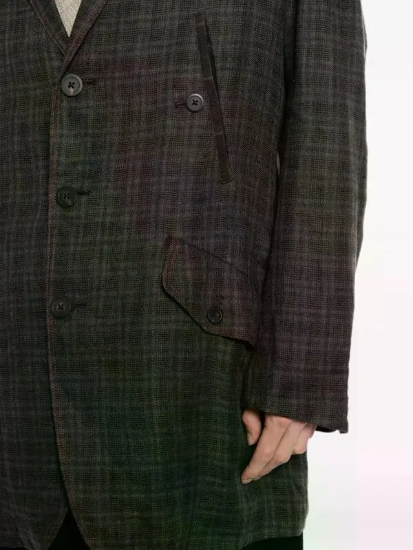 Yohji Yamamoto Linen Twill Plaided Pocket Jacket