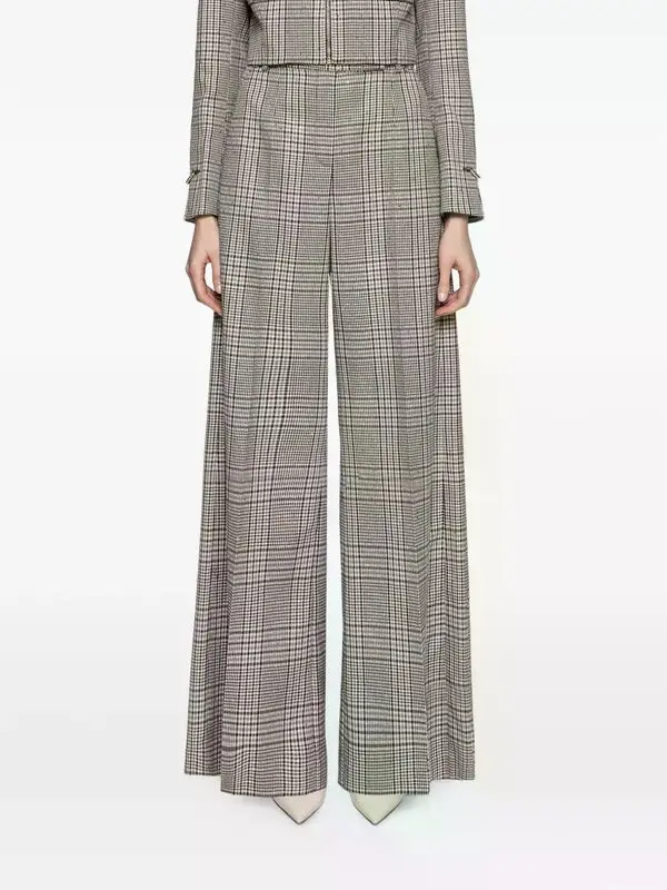 NISSA Checked Tailored Wide-leg Trousers