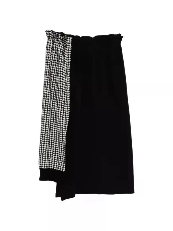 Y’s Houndstooth-panel Drawstring Skirt