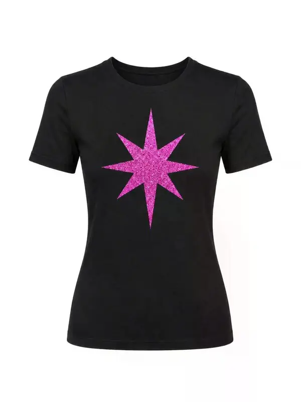 MADISON MAISON Glitter Star Motif T-shirt - Black