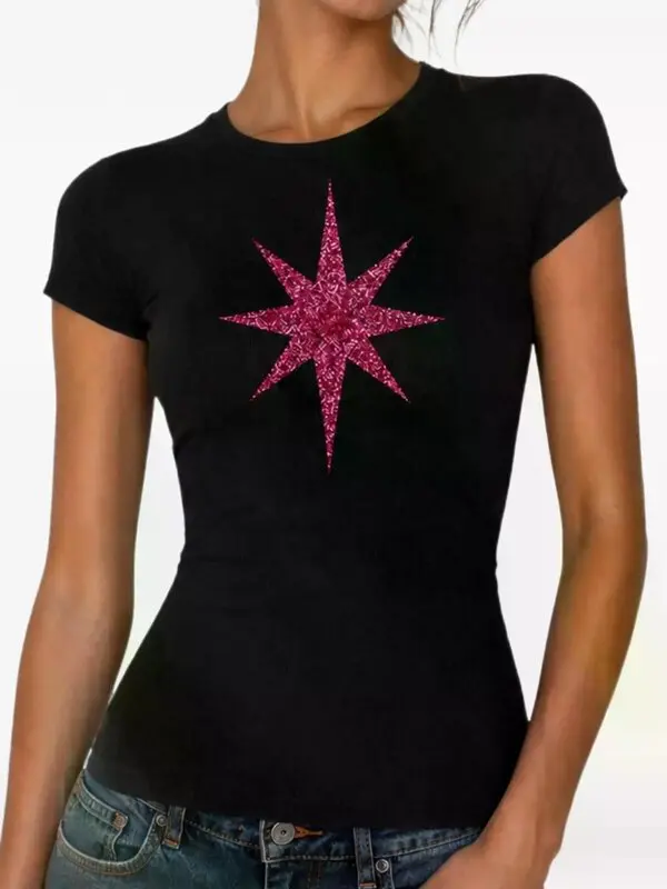 MADISON MAISON Glitter Star Motif T-shirt - Black