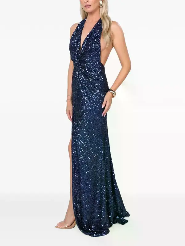 ROSERRY Sequin-embellished Halterneck Maxi Dress