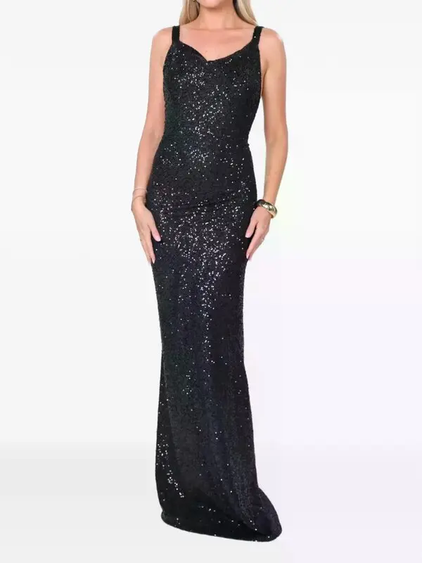 ROSERRY Margot Sequin-embellished Maxi Dress - Black