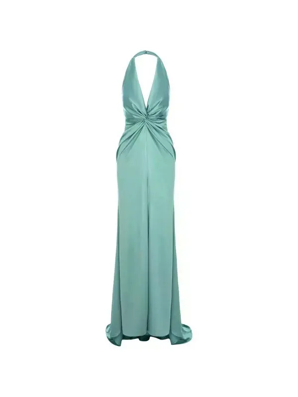 ROSERRY Sienna Twist-front Halterneck Maxi Dress - Green