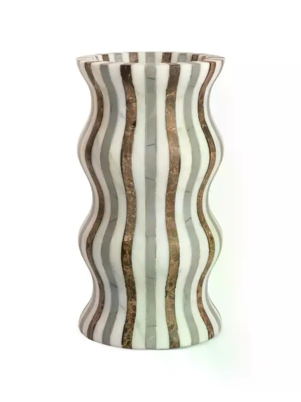 EDITIONS MILANO Versilia Tris Wavy Striped Vase - Neutrals