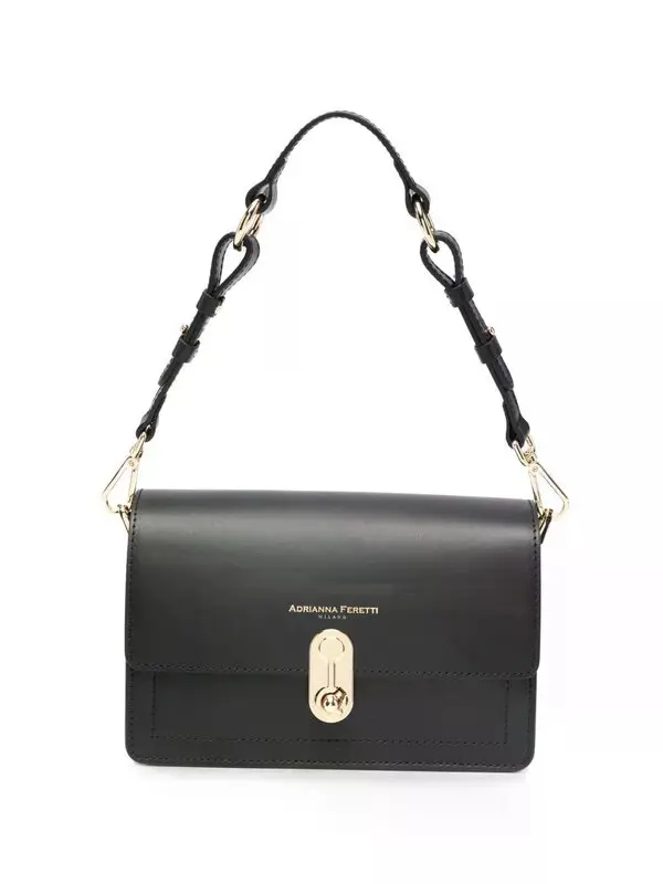ADRIANNA FERETTI Logo Print Shoulder Bag - Black