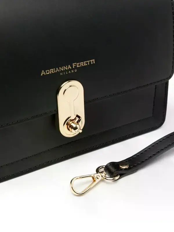 ADRIANNA FERETTI Logo Print Shoulder Bag - Black