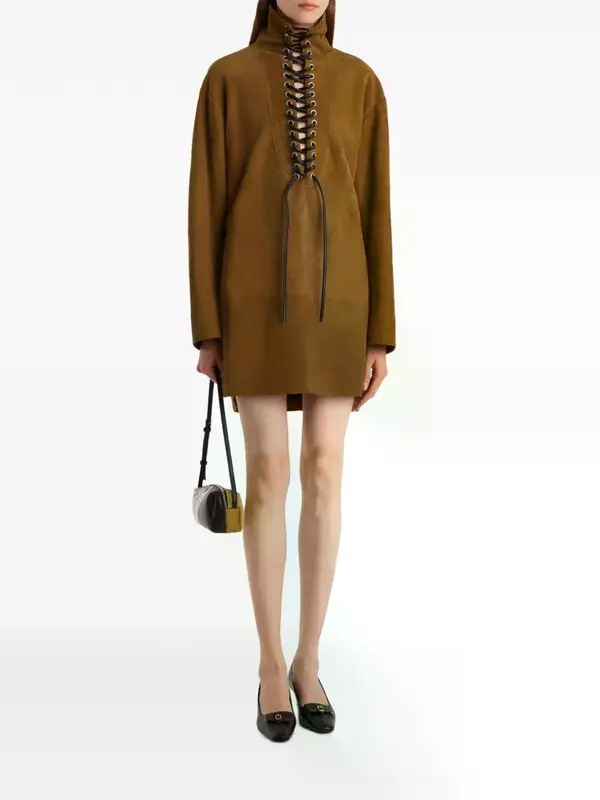 Khaite Lee Dress In Toffee Suede - Brown
