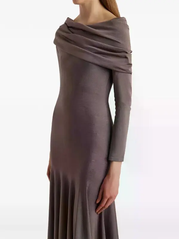 Khaite Genesis Off-the-shoulder Maxi Dress - Grey