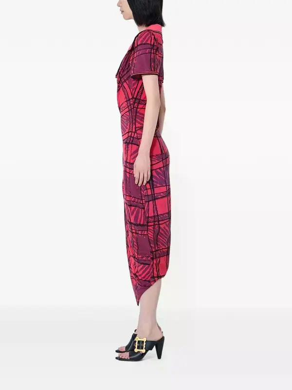 VIVIENNE WESTWOOD Ruched Asymmetric Midi Dress - Red