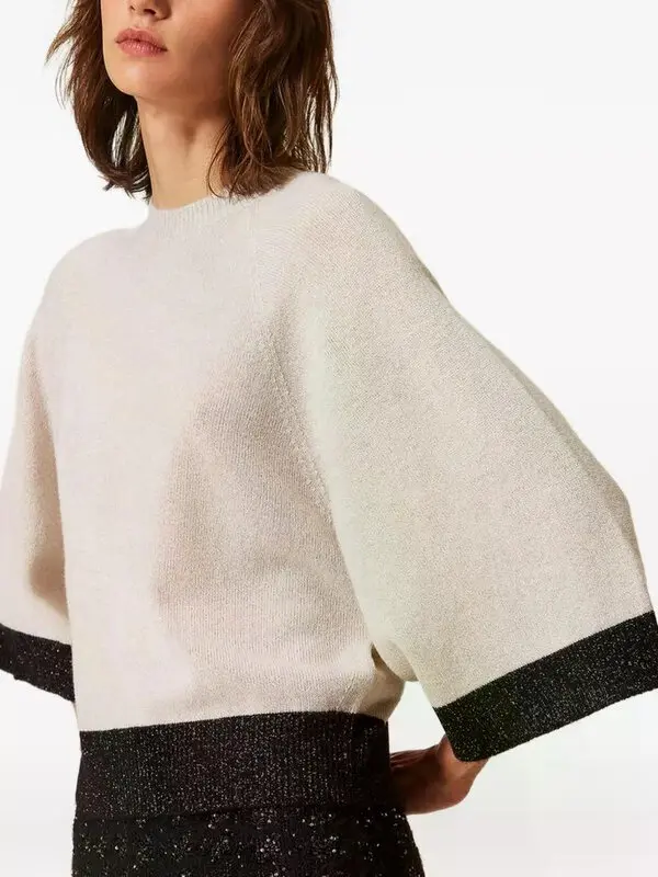 TWINSET Lurex-knit Raglan-sleeve Sweater - Neutrals