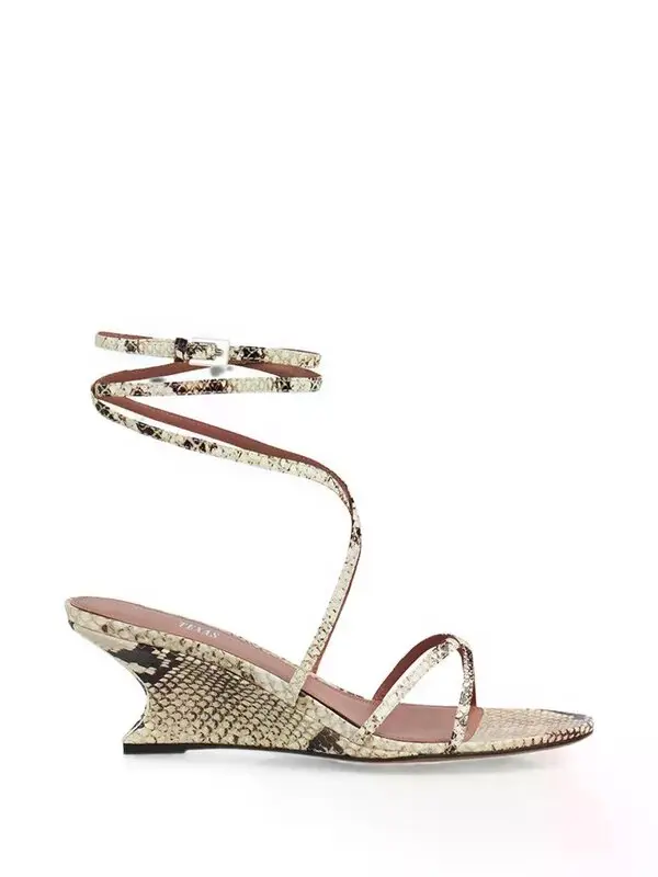 Paris Texas Nina Lace-up Wedge Sandals In Snakeskin Effect