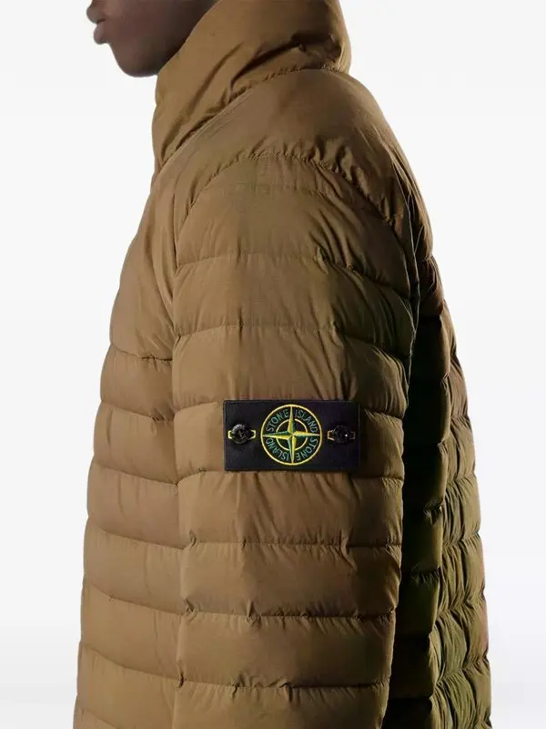 Stone Island Logo-patch Quilted Jacket - Brown
