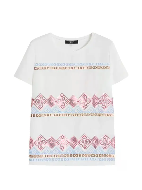Max Mara Geometric Print Crewneck T-shirt - White