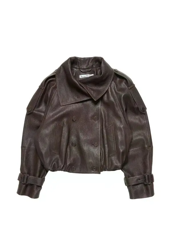 Acne Studios Cropped Leather Trench Coat - Brown