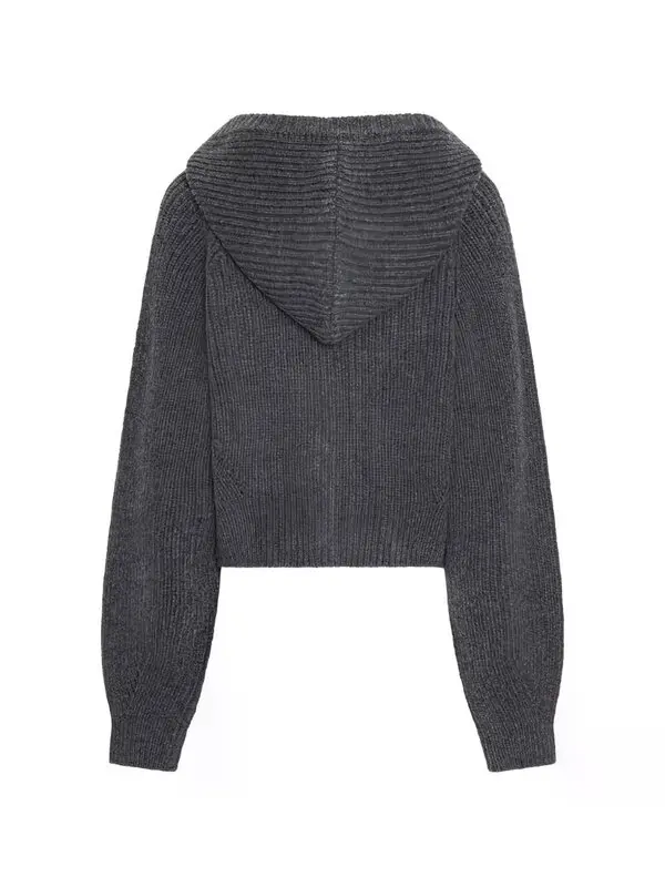 ROTATE BY BIRGER CHRISTENSEN Ribbed Knit Hooded Cardigan