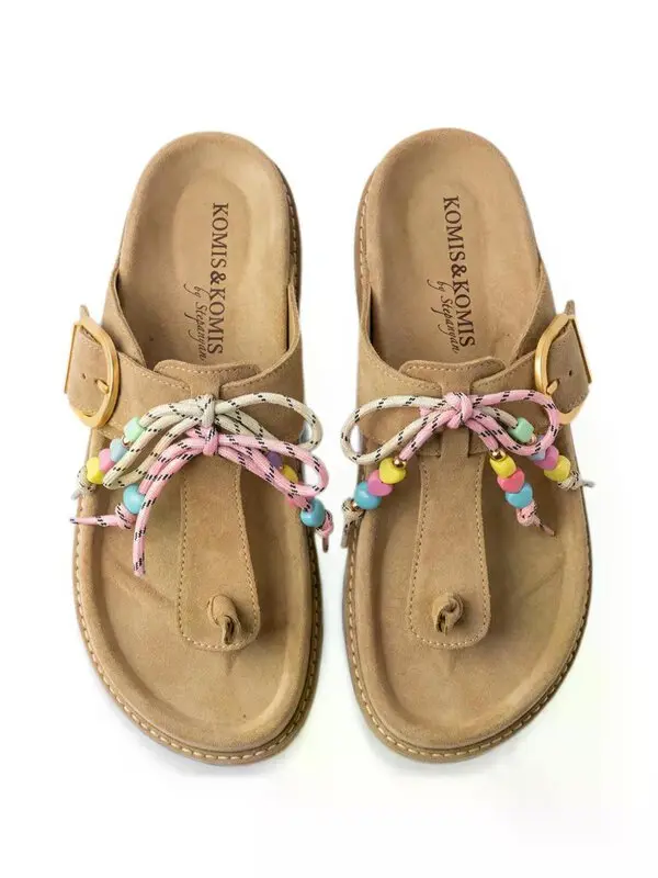 KOMIS & KOMIS Beaded Buckle-fastening Sandals