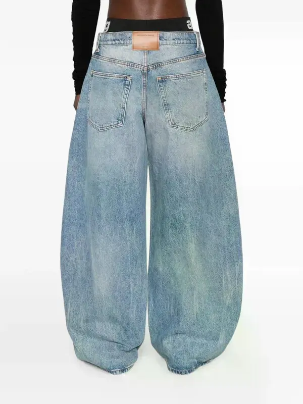 Alexander Wang Logo-waistband Wide-leg Jeans - Blue