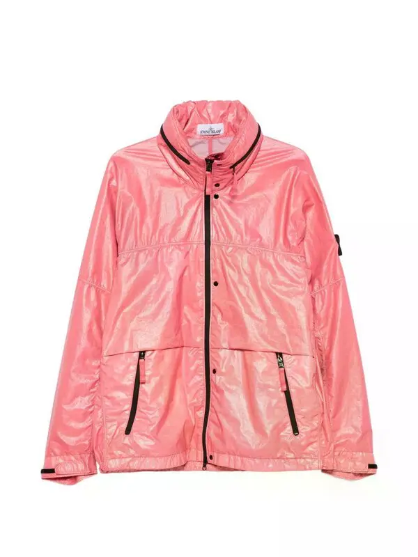 Stone Island Zip-fastening Jacket With Logo Patch - Pink